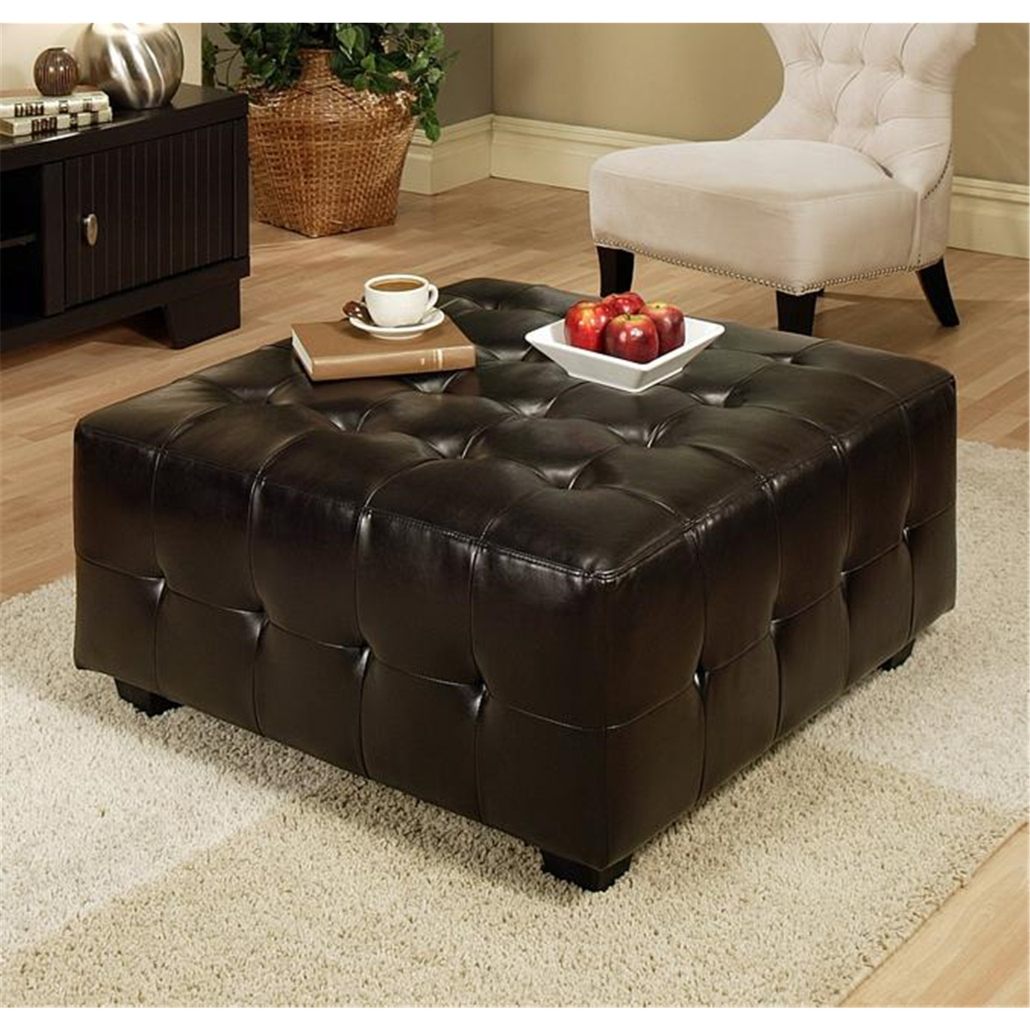 Abbyson Living Leather Square Cocktail Ottoman By Oj Commerce Abbl105 31500