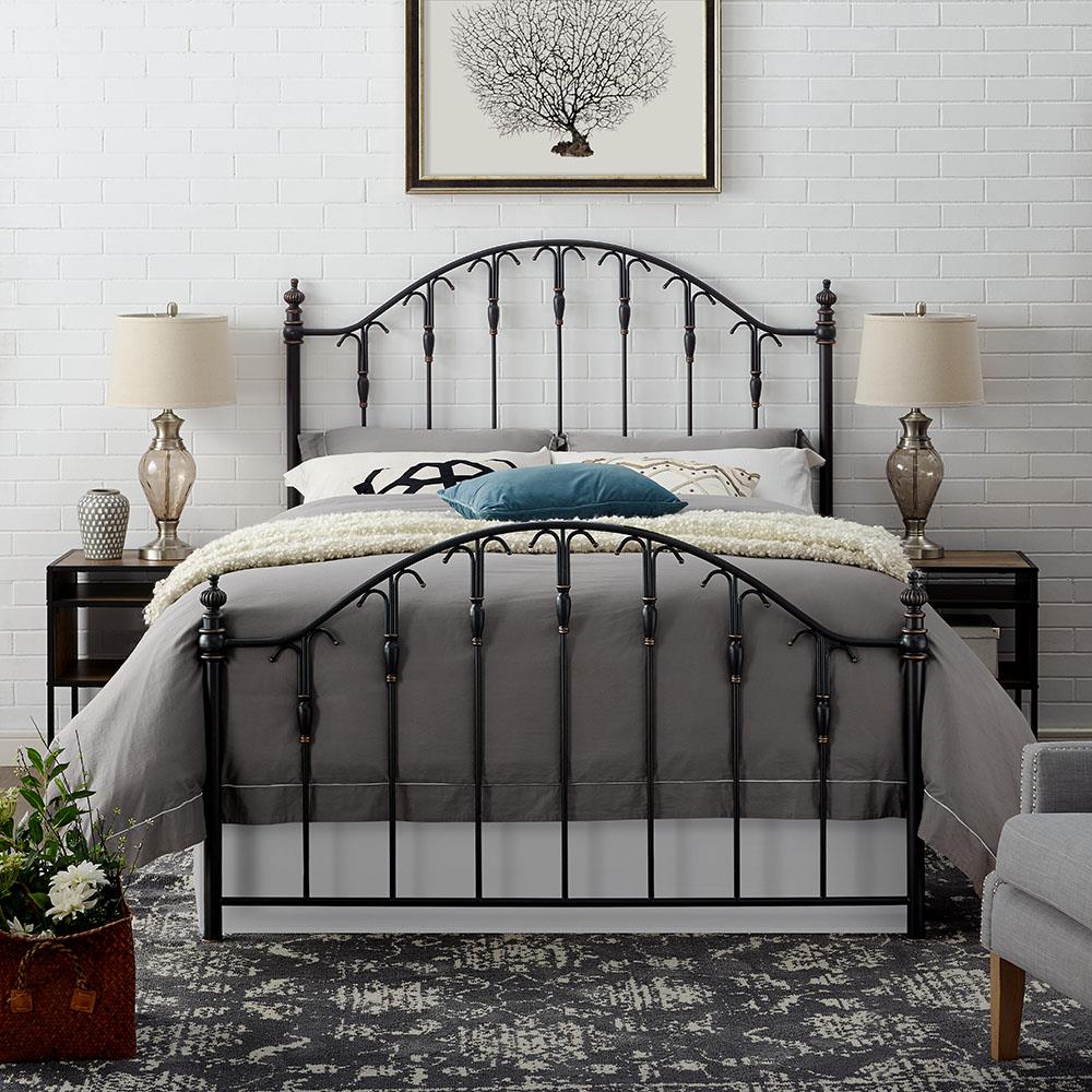 Crosley Eldridge Metal Headboard And Footboard Queen Black Gold