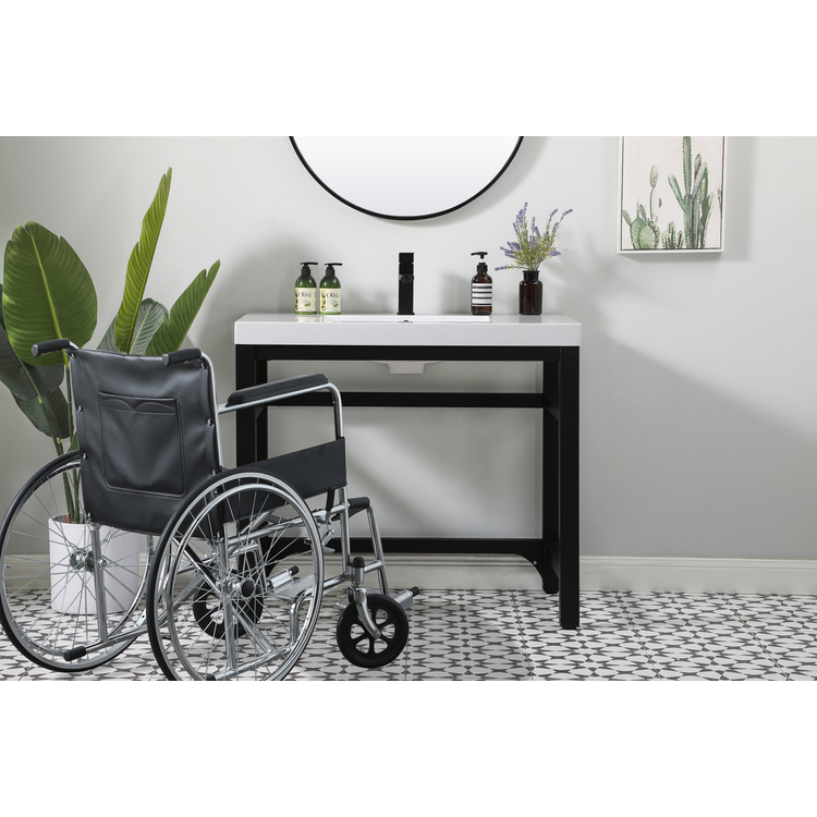36" ADA Compliant Single Metal Bathroom Vanity - OJCommerce.com