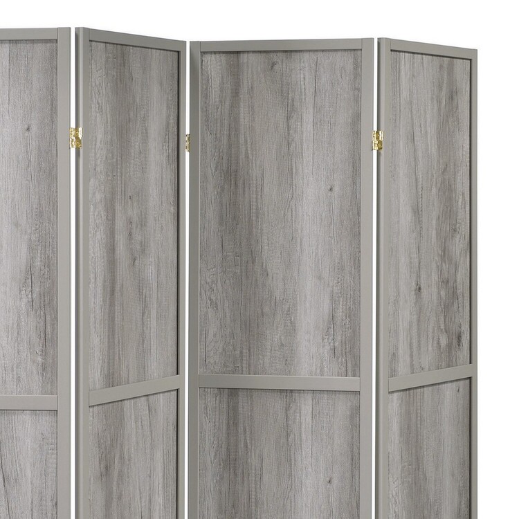 Benjara 70 Inch Modern 4 Panel Folding Screen Room Divider, Rustic Gray ...