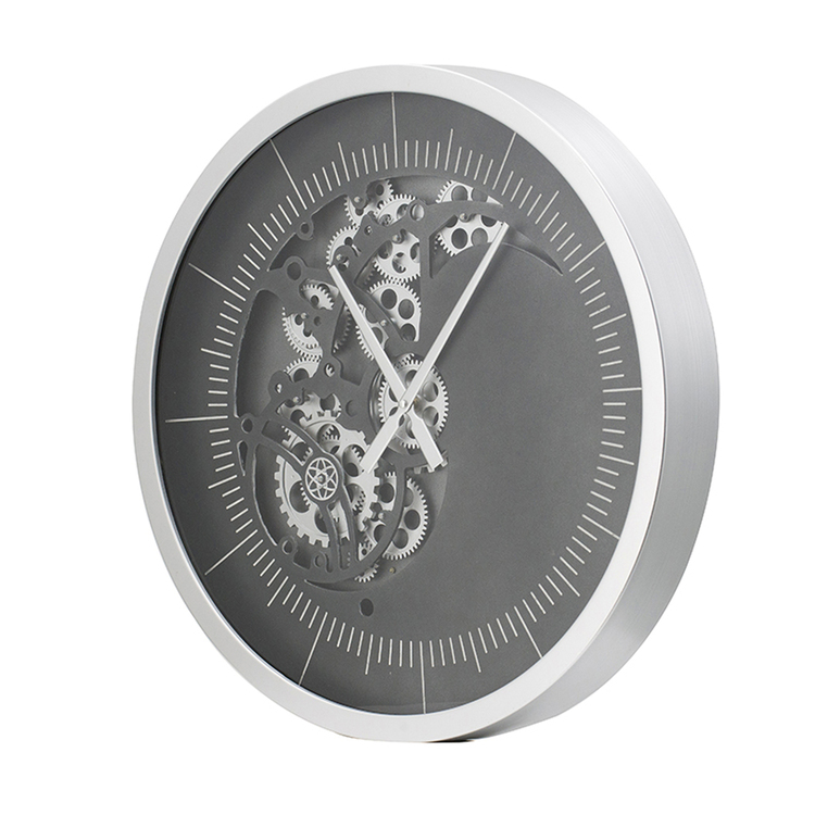 A&B Home Gear Wall Clock - Silver & Black Contemporary Design ...