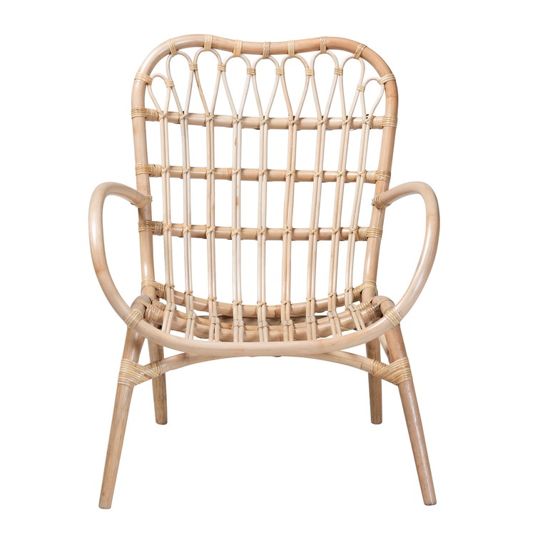 Baxton Studio Bajo Modern Bohemian Natural Brown Rattan Arm Chair ...