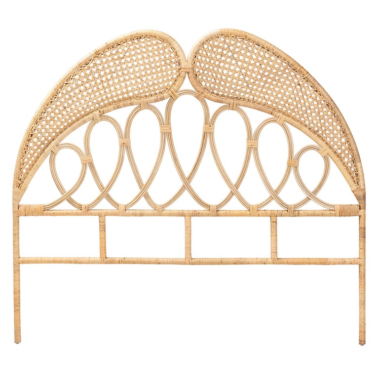 Baxton Studio Onika Modern Bohemian Natural Brown Rattan Queen Size Standalone Headboard ...