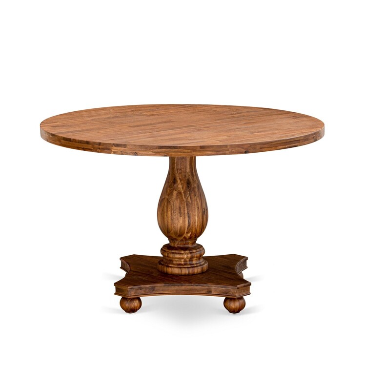 Round Farmhouse Dining Table - 48 Inch Antique Walnut - OJCommerce.com