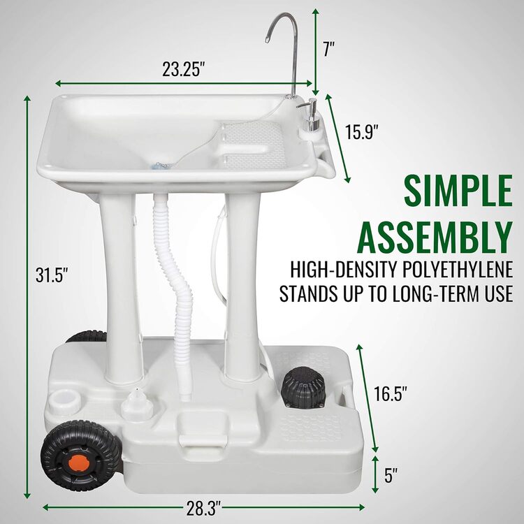 Hike Crew Portable Sink, Outdoor Sink & Hand Washing Station, 19L Water ...