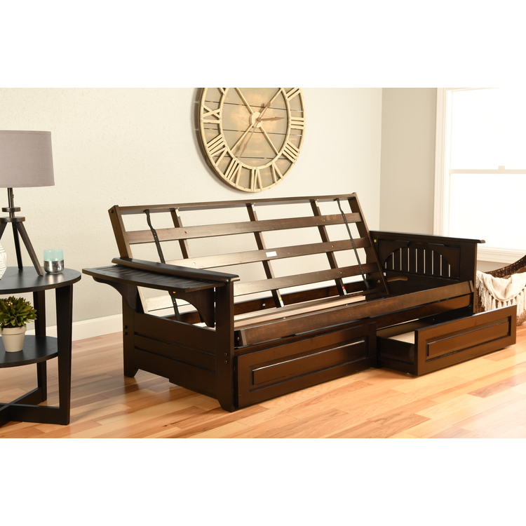 Homestock Vintage Visions Futon Frame/Espresso Finish/Storage Drawers ...