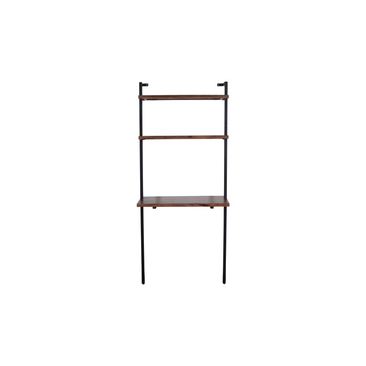 The Urban Port Industrial 3 Tier Mango Wood Ladder Storage Wall Shelf ...