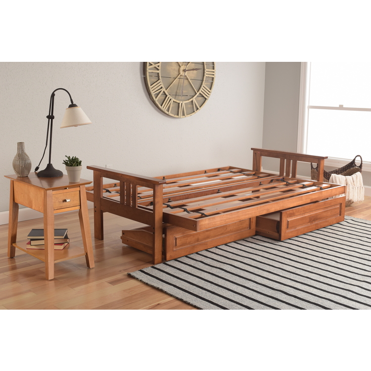 Full Size Futon Frame with Storage - Hardwood Futon Sofa Bed - Mission ...