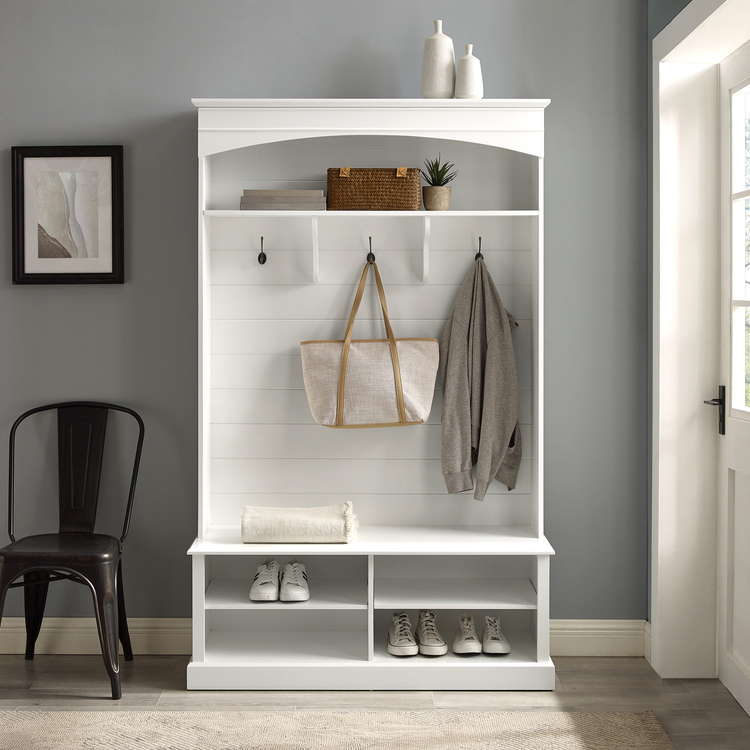 Maykoosh Timeless Trends Hall Tree, White Finish, 15.75 x 44 x 72.38 ...