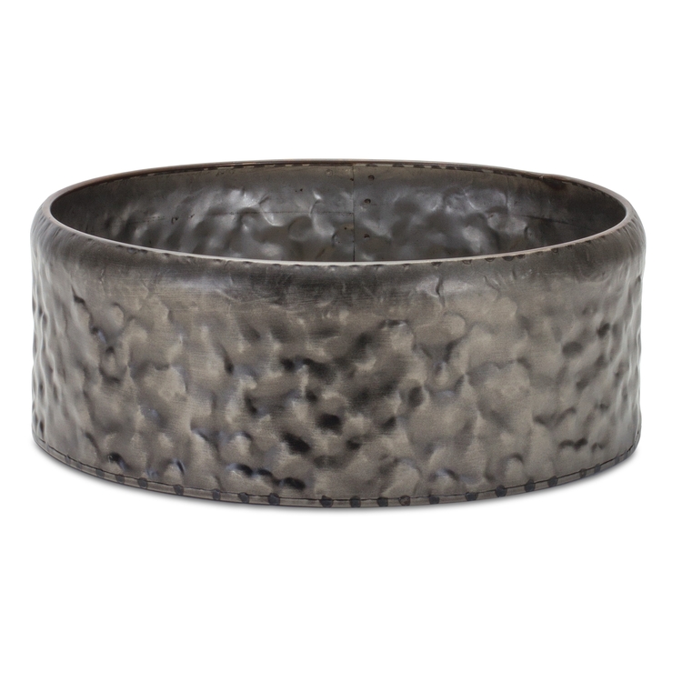 Melrose International Round Pewter Metal Planter with Hammered Design ...