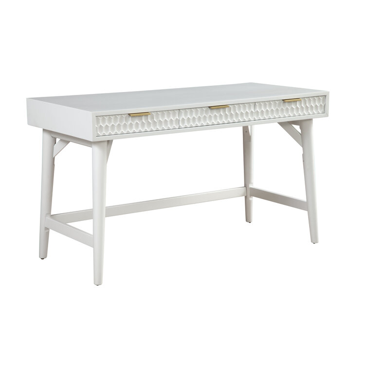 Origins by Alpine Large White Desk with Gold Handles - Alpine Home Co ...