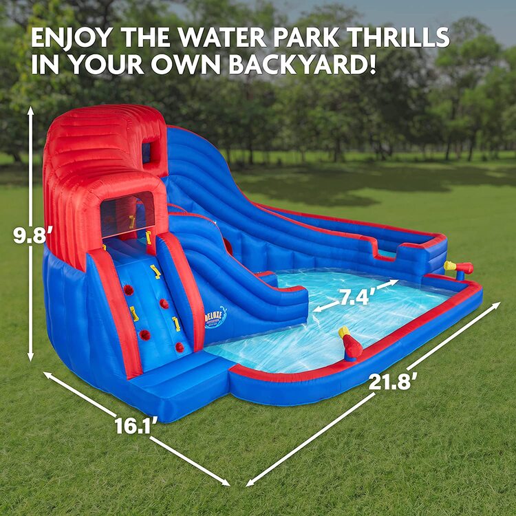 Sunny & Fun Inflatable Water Slide Park Blow up Pool w/Pump, Kids Water ...