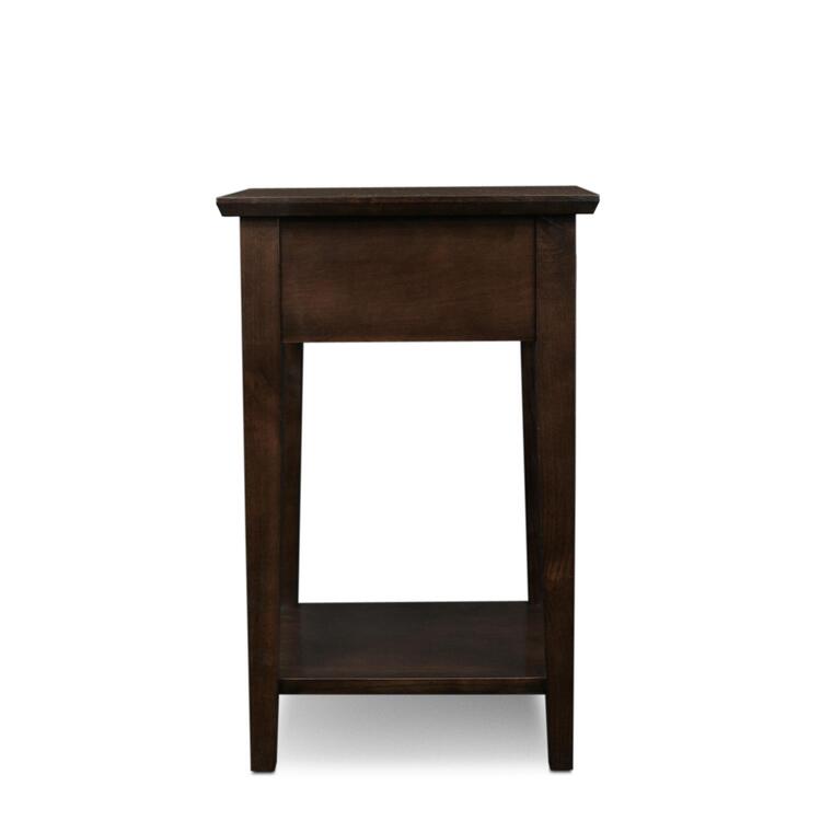 One Drawer Square Side Table with Shelf Medium Oak Slate Black Finish ...