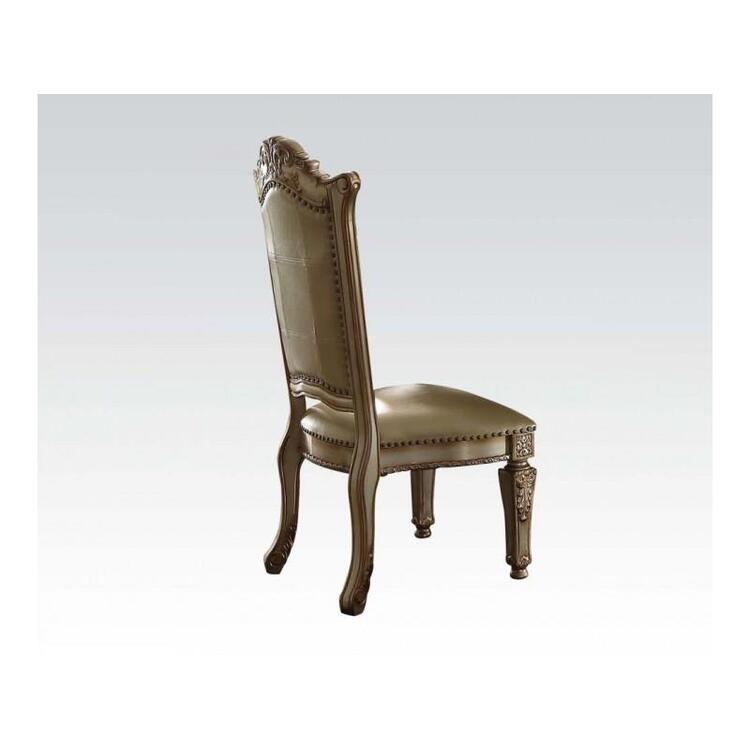 ACME Vendome Side Chair (Set-2), Bone PU & Gold Patina