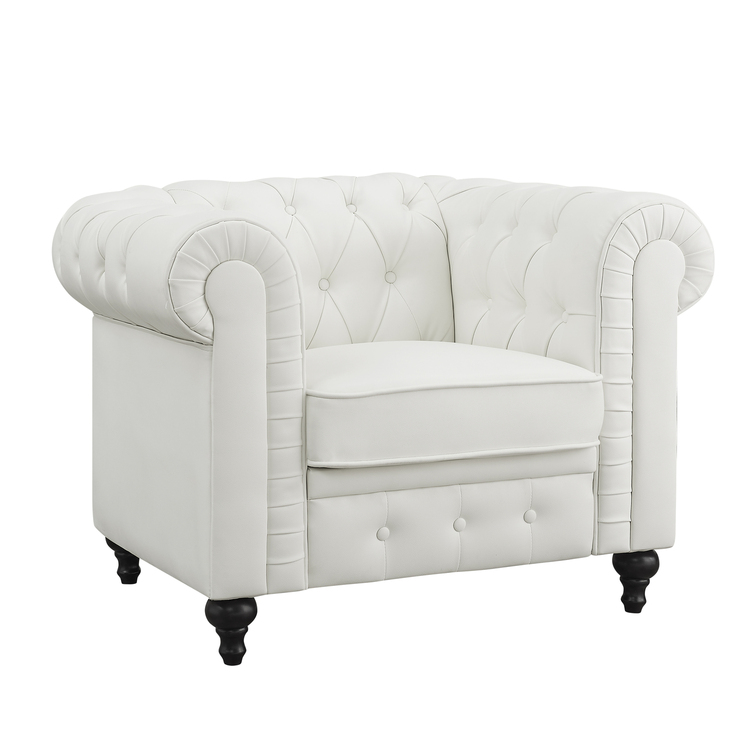 Emery Chesterfield Sofa & Accent Chair with Rolled Arms, Tufted ...