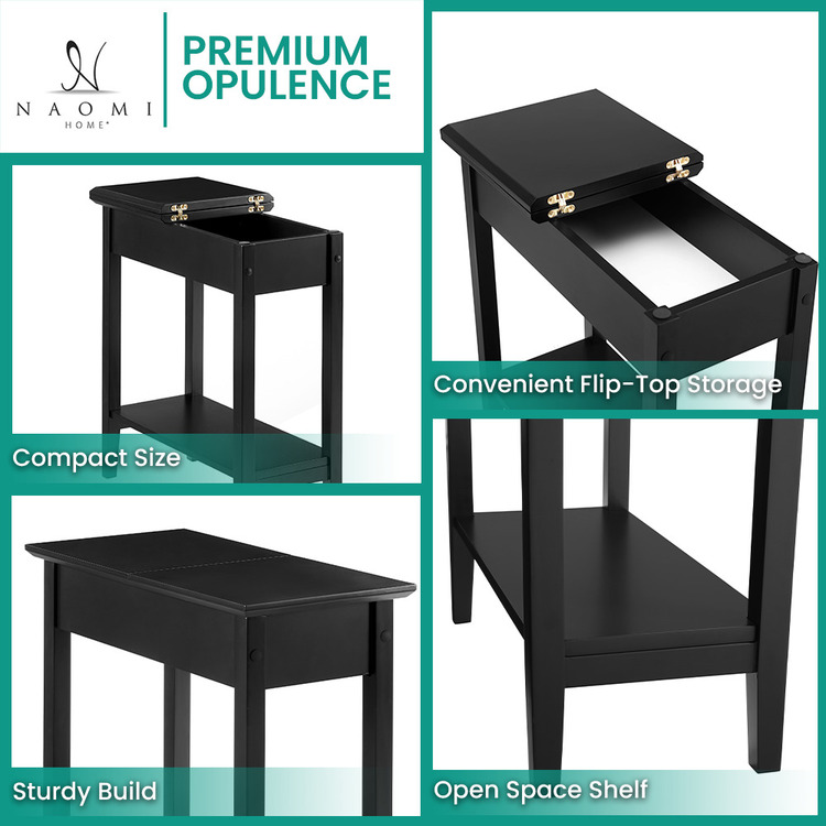 Naomi Home Roxy Flip Top End Table with Storage for Living Room ...