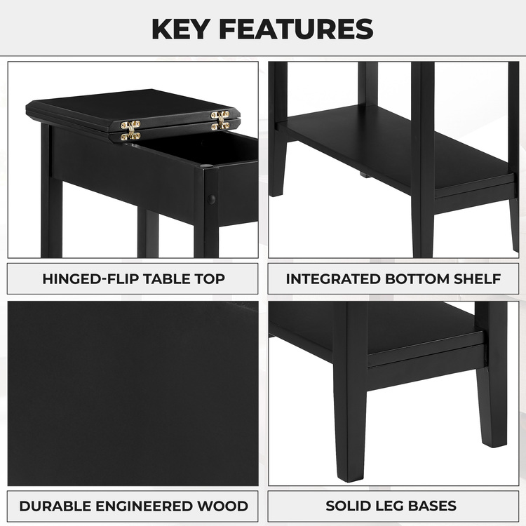 Naomi Home Roxy Flip Top End Table with Storage for Living Room ...