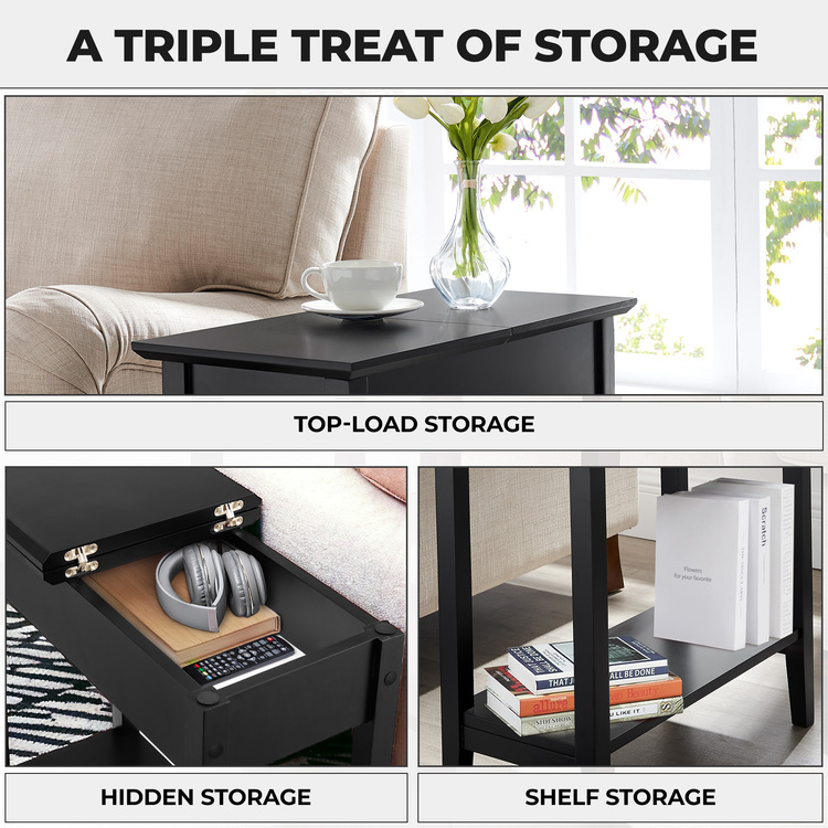 Naomi Home Roxy Flip Top End Table with Storage for Living Room ...