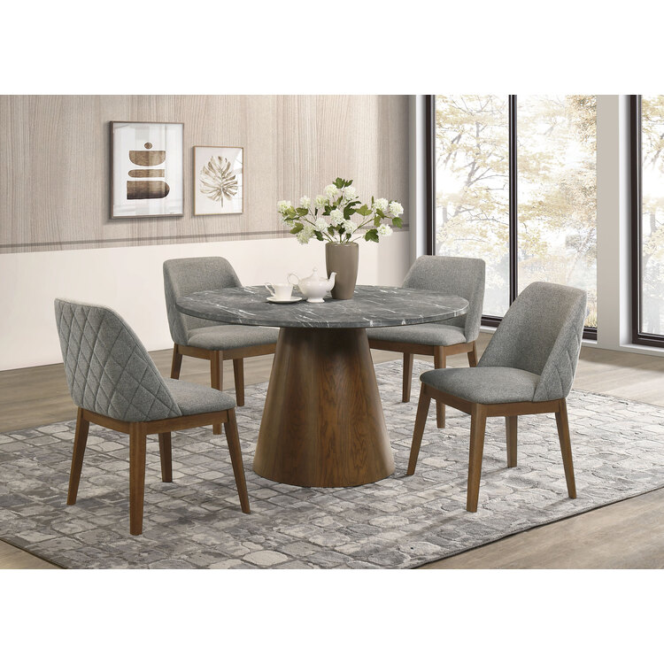 Coaster Franklin 5-piece Round Dining Table Set Grey and Dark Oak ...