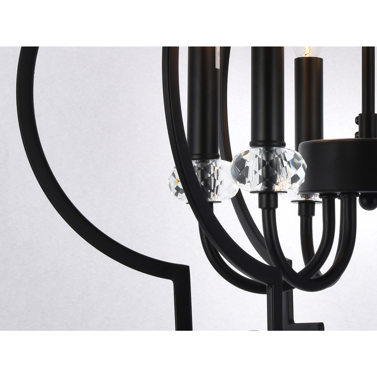Bethel Black Caged Ceiling Light Crystal Chandelier - OJCommerce.com