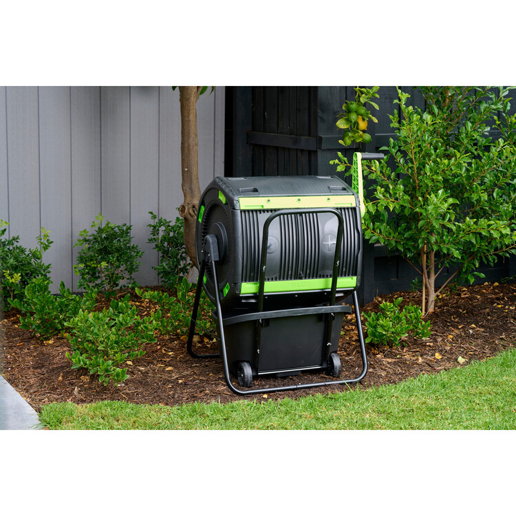 RSI- 48 Gallon Geared Two Compartment Compost Tumbler and Cart by Maze ...