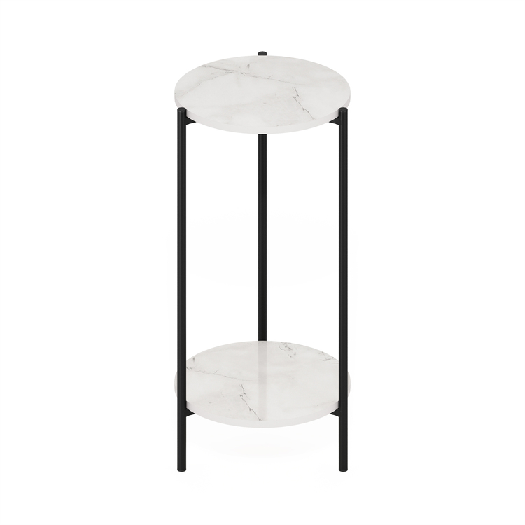 Furinno Besi 2-Tier Modern Tall Round Side End Table with Sturdy Metal ...