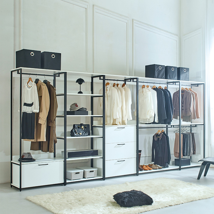Klair Living Fiona Wood and Metal Walk-in Closet with Three Drawers ...