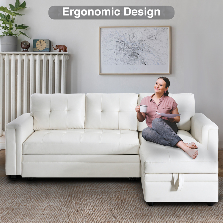 Lily Reversible Sleeper Sectional Sofa with USB Ports and Storage Naomi Home - OJCommerce.com