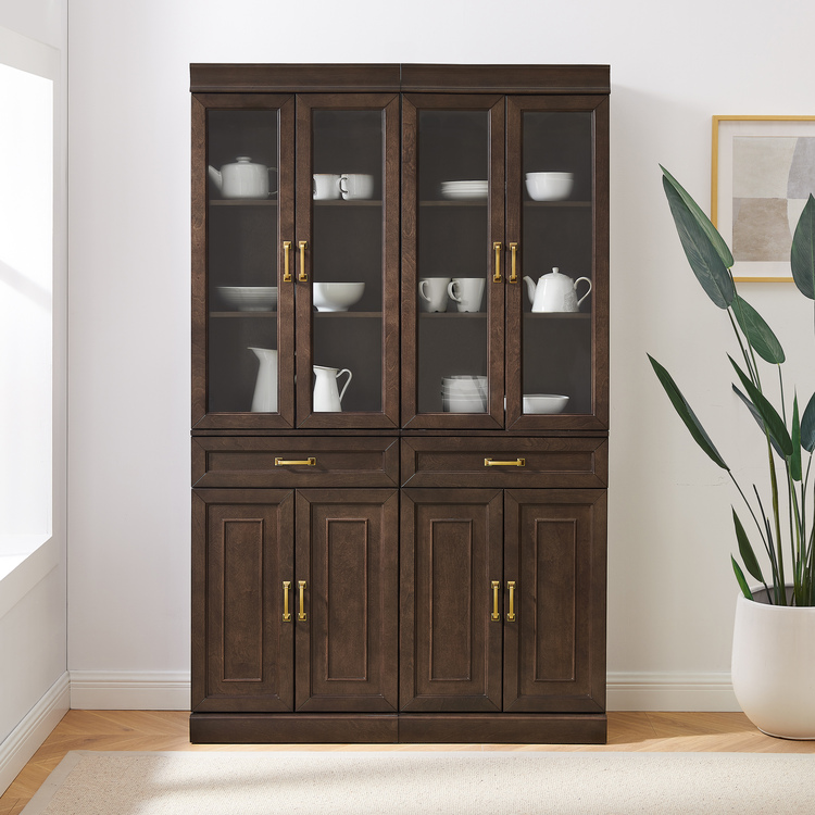 Crosley Stanton 2Pc Glass Door Kitchen Storage Pantry Cabinet Set ...