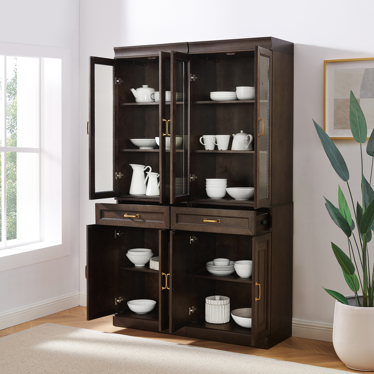 Crosley Stanton 2Pc Glass Door Kitchen Storage Pantry Cabinet Set ...