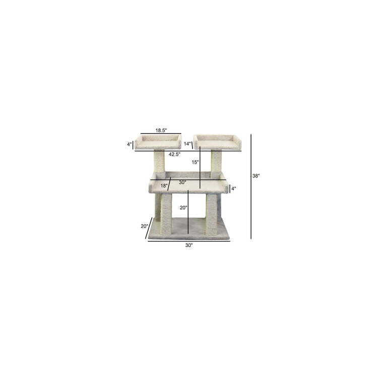38" H Prestige Cat Trees Maine Coon Deluxe Perch, Large Cat Tower for ...
