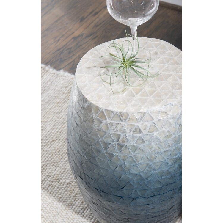 Modern Capiz Shell Drum Table 13.75 x 19.75 inches - Linon - OJCommerce.com