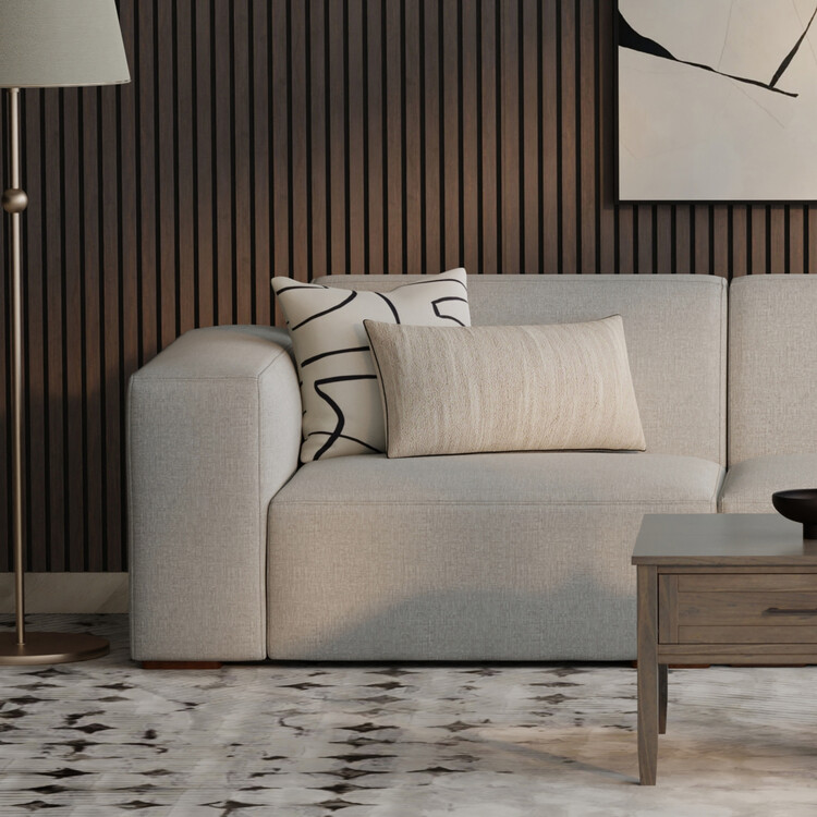 Simpli Home Rex Left-Arm Sofa Module in Tightly Woven Performance ...