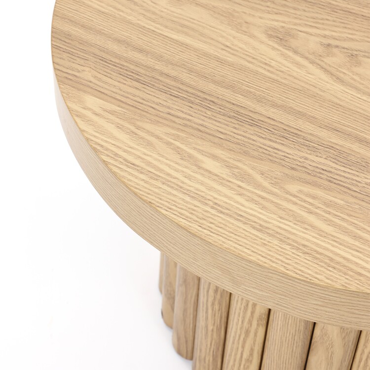 LuxenHome Brown Wood Fluted Round Coffee Table - OJCommerce.com