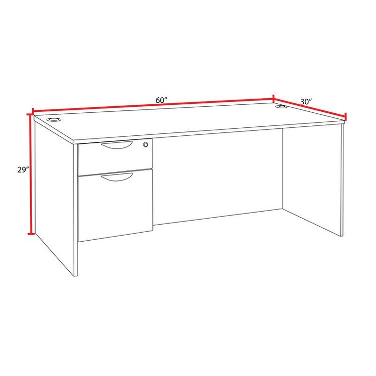 Regency Legacy 60 x 30 in. Executive Desk with Single Pedestal Drawer ...