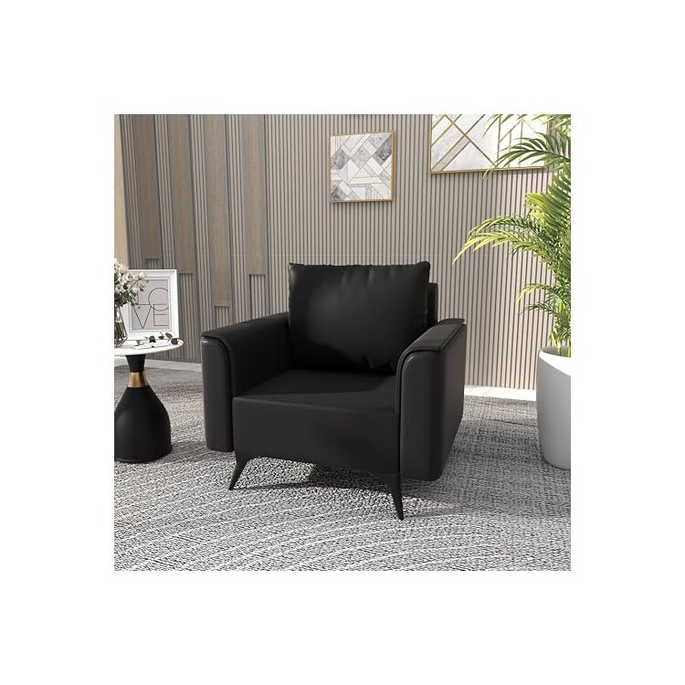 LeisureMod Rusk Collection Modern Single Seater Sofa In Black ...