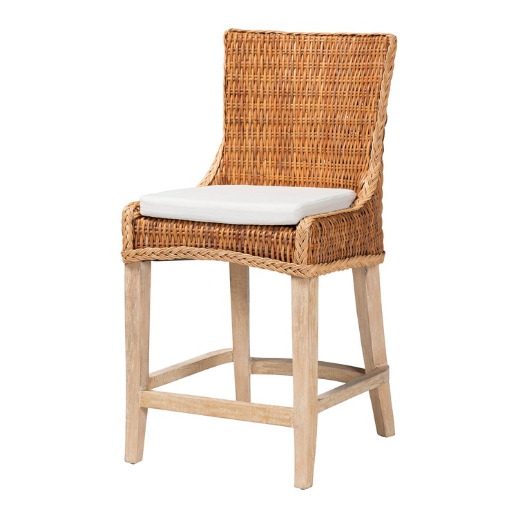 bali & pari Derris Natural Rattan Counter Stool with Cushion - Tall ...