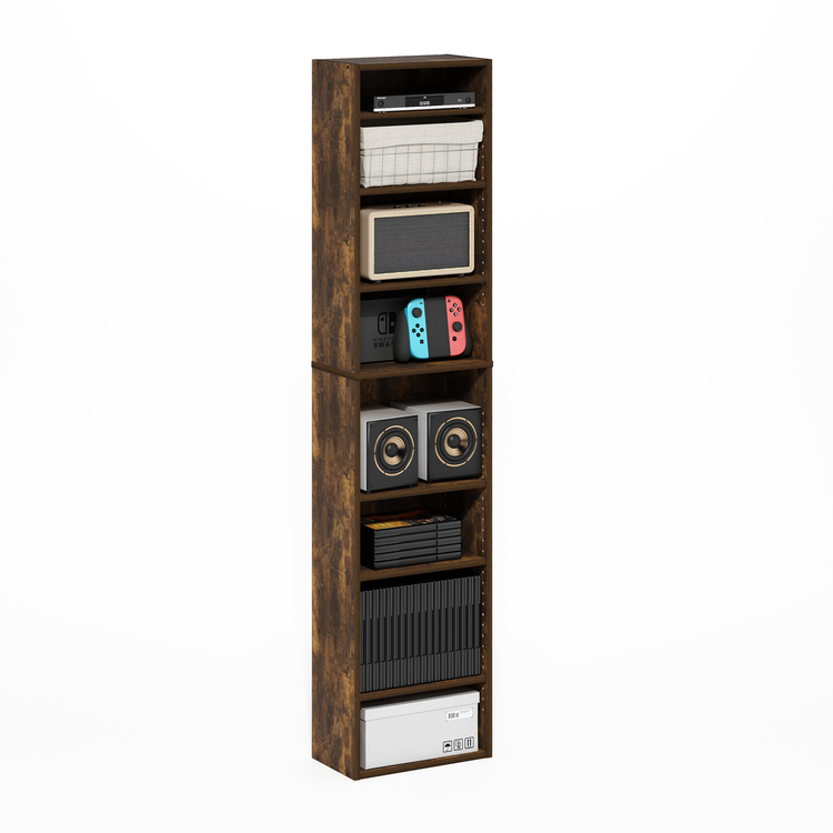 Furinno Indo 8-Tier Adjustable Shelves Multimedia Media Storage Tower ...