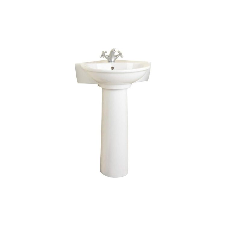 Corner Pedestal Lavatory - 23.5" Vitreous China Sink - Bathroom ...