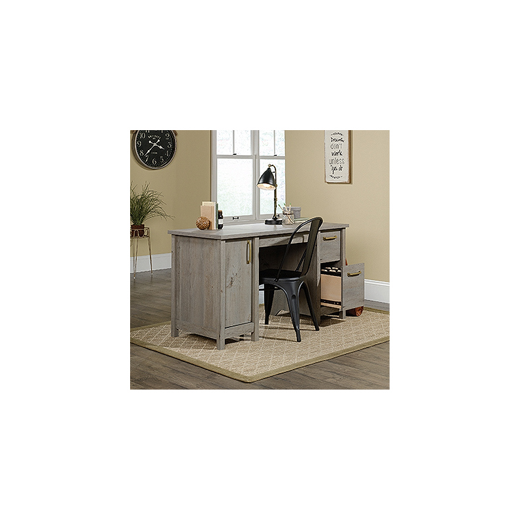 Sauder Cannery Bridge Computer Desk with Hutch - Coffee Oak Finish ...