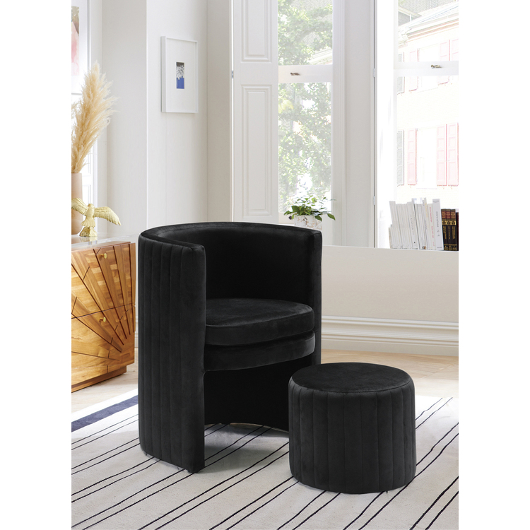 Selena Black Velvet Accent Chair - OJCommerce.com