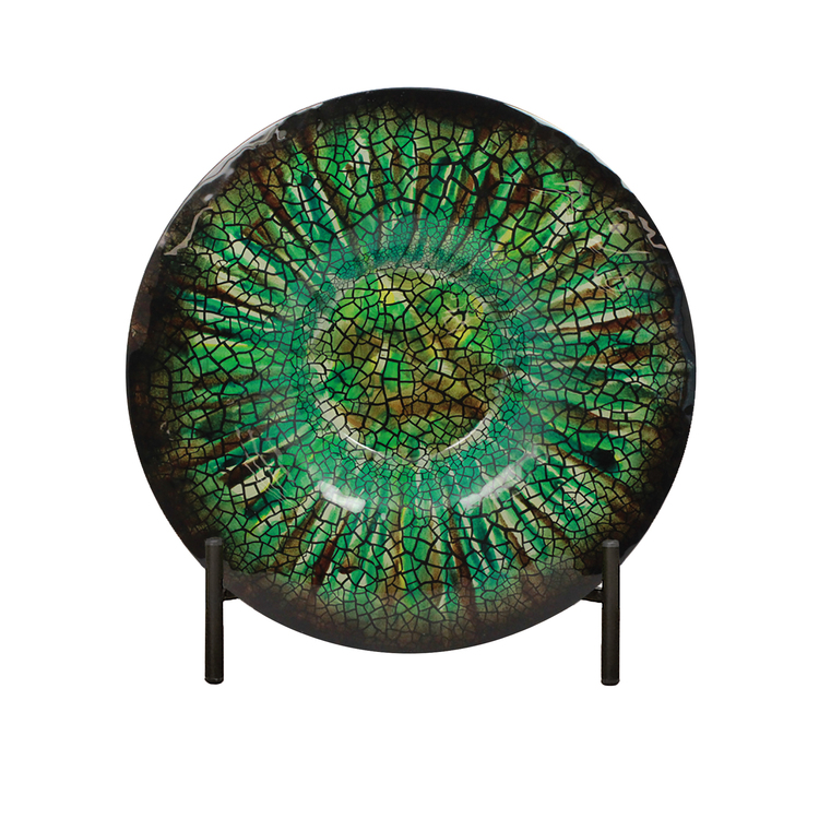 Shades Of Decorative Glass Charger Plate and Stand - OJCommerce.com