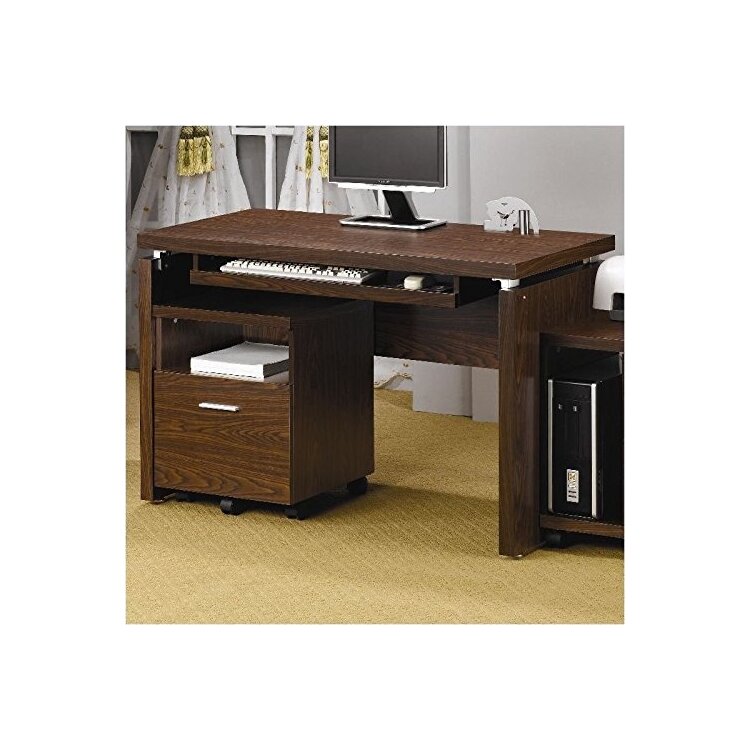Coaster Peel Computer Desk with Keyboard Tray Medium Oak - OJCommerce.com