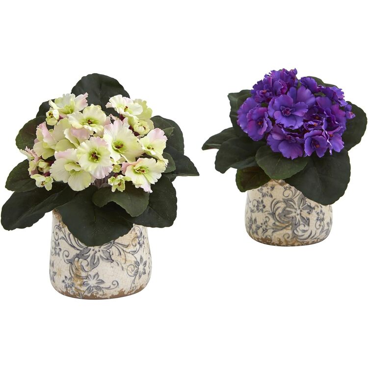 Nearly Natural 8in. African Violet Artificial Plant in Floral Design ...