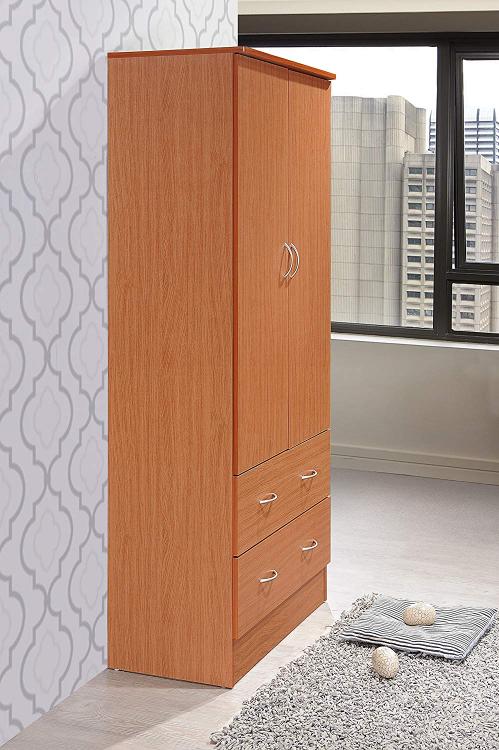 Hodedah 2 Doors Wardrobe W/2 Drawers - Cherry - OJCommerce.com