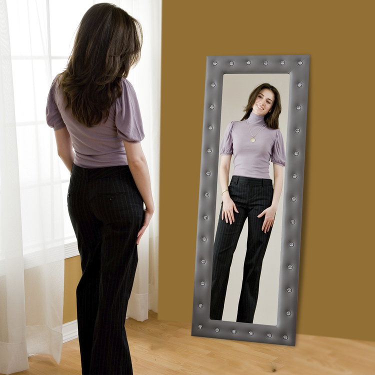 Naomi Home Crystal Tufted Mirror Full Length Floor Mirror - OJCommerce.com