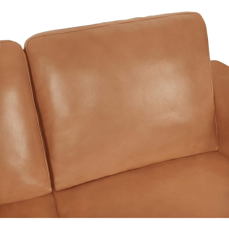 3 Seater Genuine Leather Sofa with Square Arms and Reversible Cushions ...
