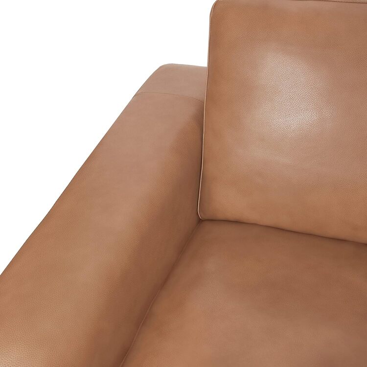 Freya 3 Seater Genuine Leather Sofa Naomi Home, Square Arms, Reversible Cushions - OJCommerce.com