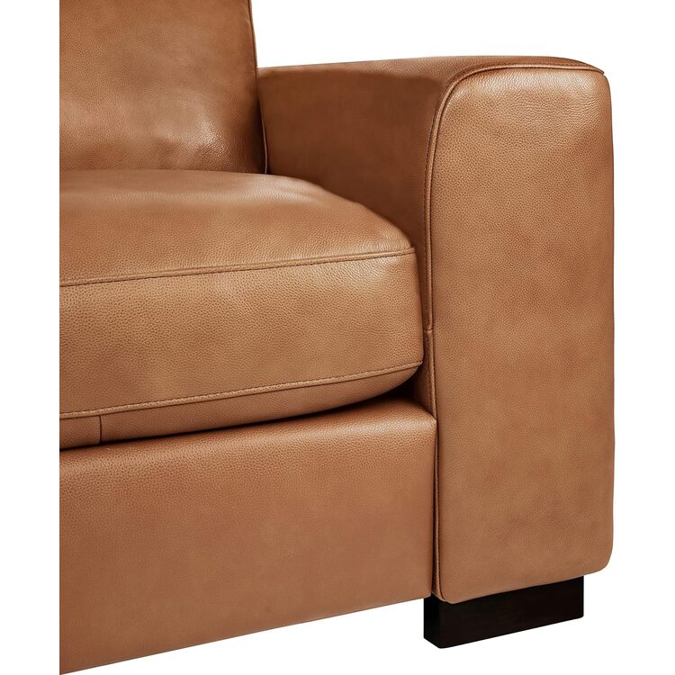 Freya 3 Seater Genuine Leather Sofa Naomi Home, Square Arms, Reversible ...