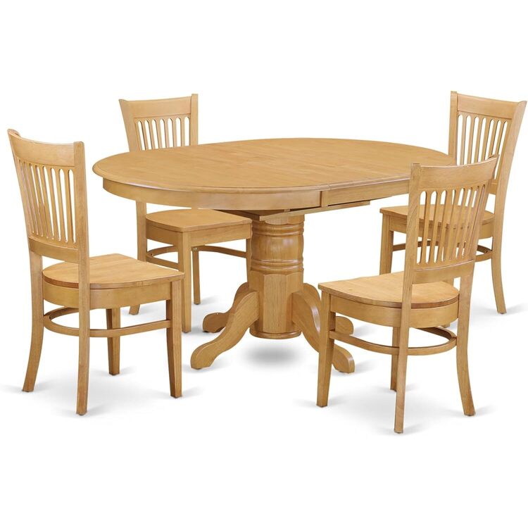HomeStock 5 Piece Dining Room Set Consist of an Oval Kitchen Table with ...